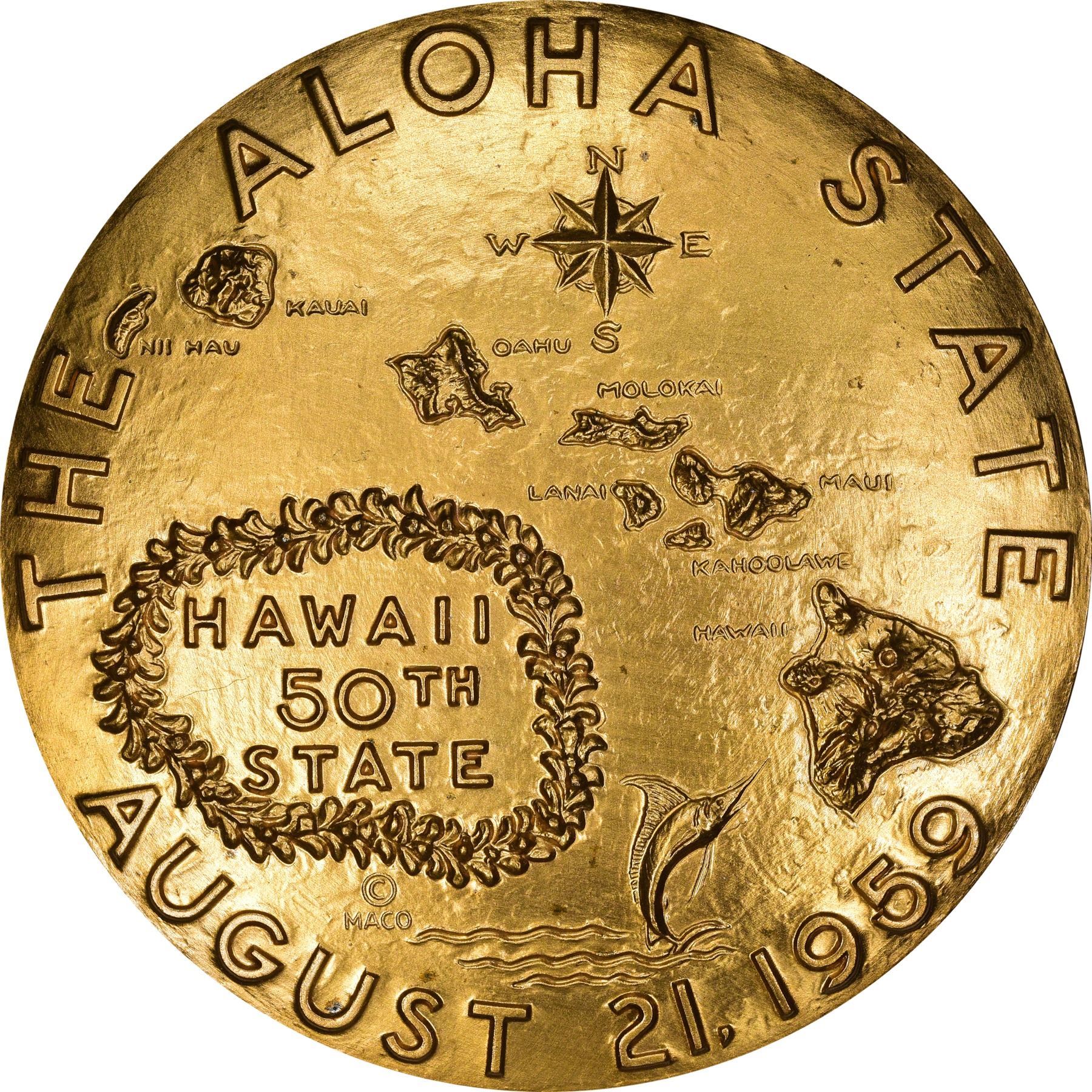 United States. Hawaii. Amazing 1959 Statehood Medals Set. All Gem, as ...