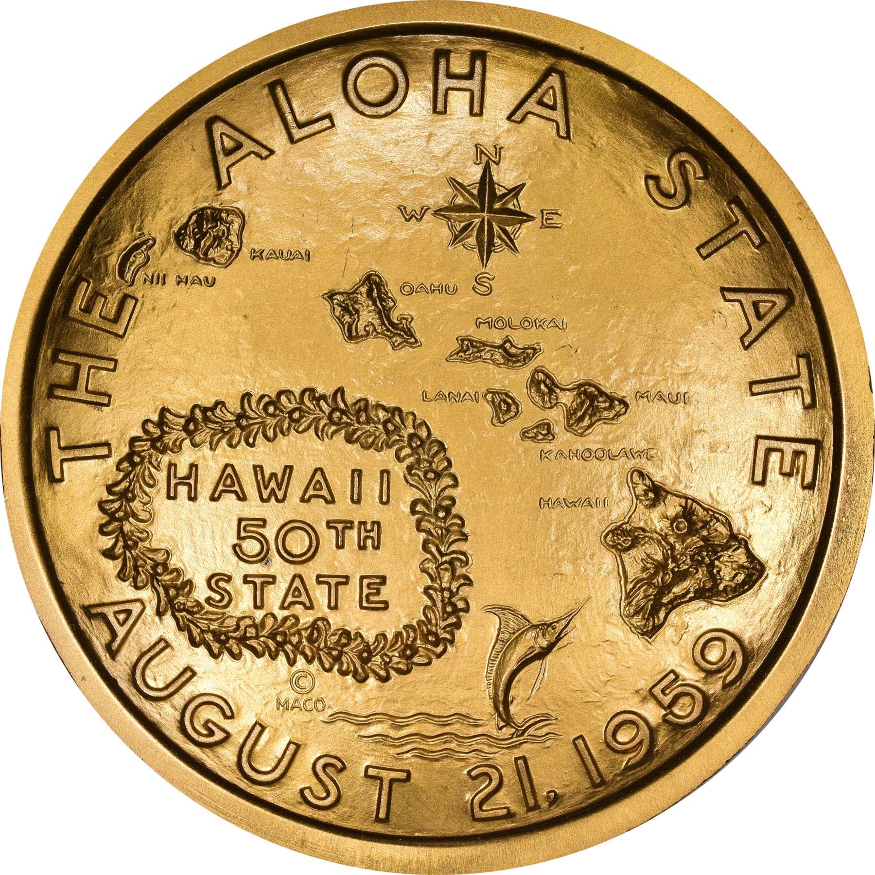 United States. Hawaii. Amazing 1959 Statehood Medals Set. All Gem, as ...