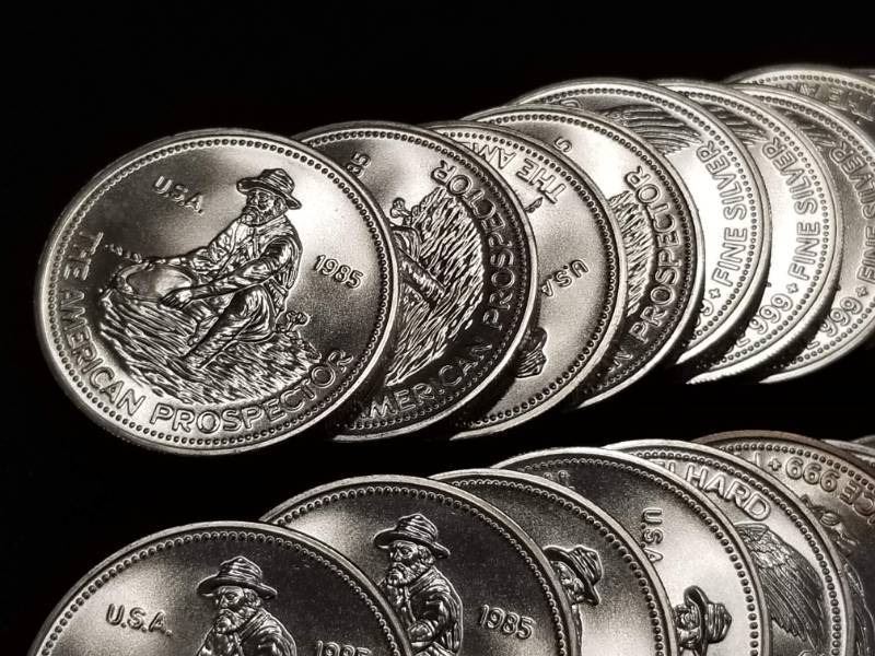 Lot of (10) 1980's Prospector Silver Rounds