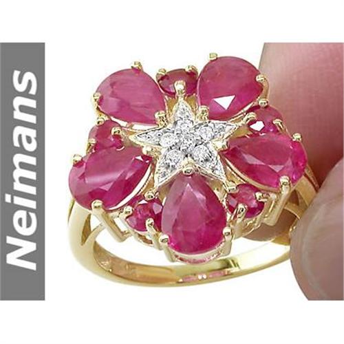 Gem Certified 3.75ct Ruby & VS Diamond Pendant 14K Gold