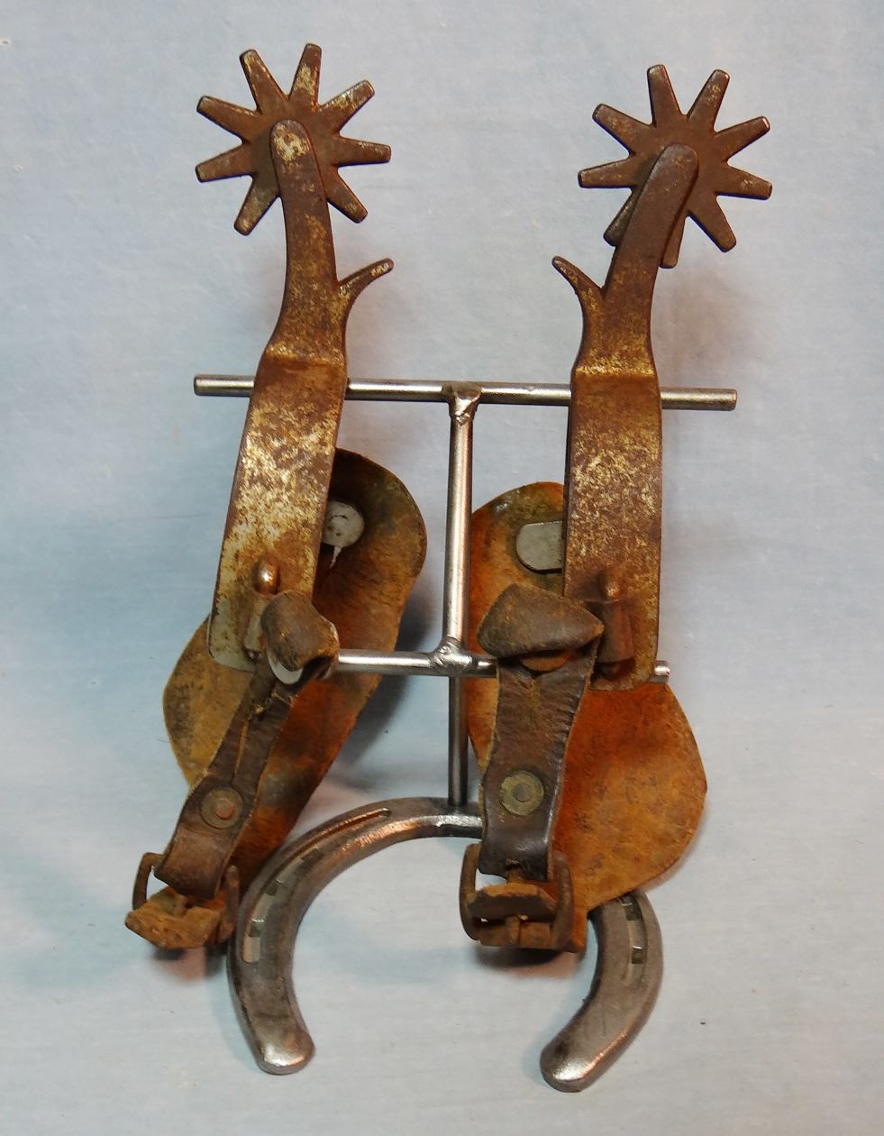 Crockett silver mtd diamond spurs, original straps