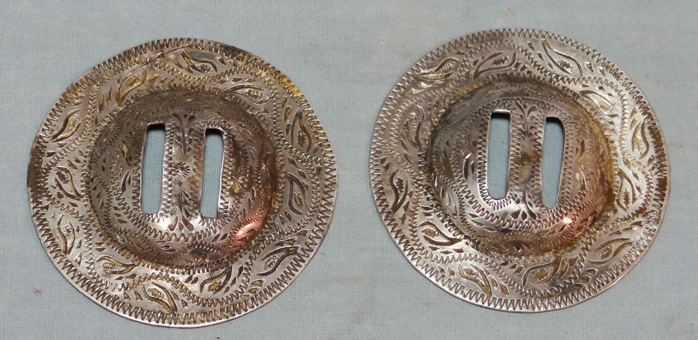 2 Eddie Hulbert sterling silver conchos, stamped w/ Eddie's sterling mark