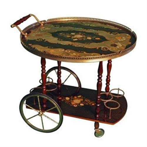 Italian Style Inlaid Wood Tea Cart #1224262
