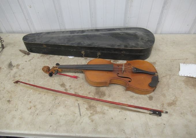 Vintage Wooden Violin & Case