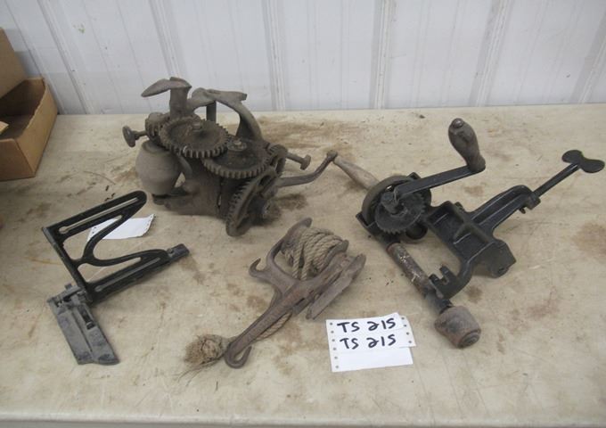 2 Sickle Shepards Hand Crank, Rope Tightener, & Part of Mitre Saw