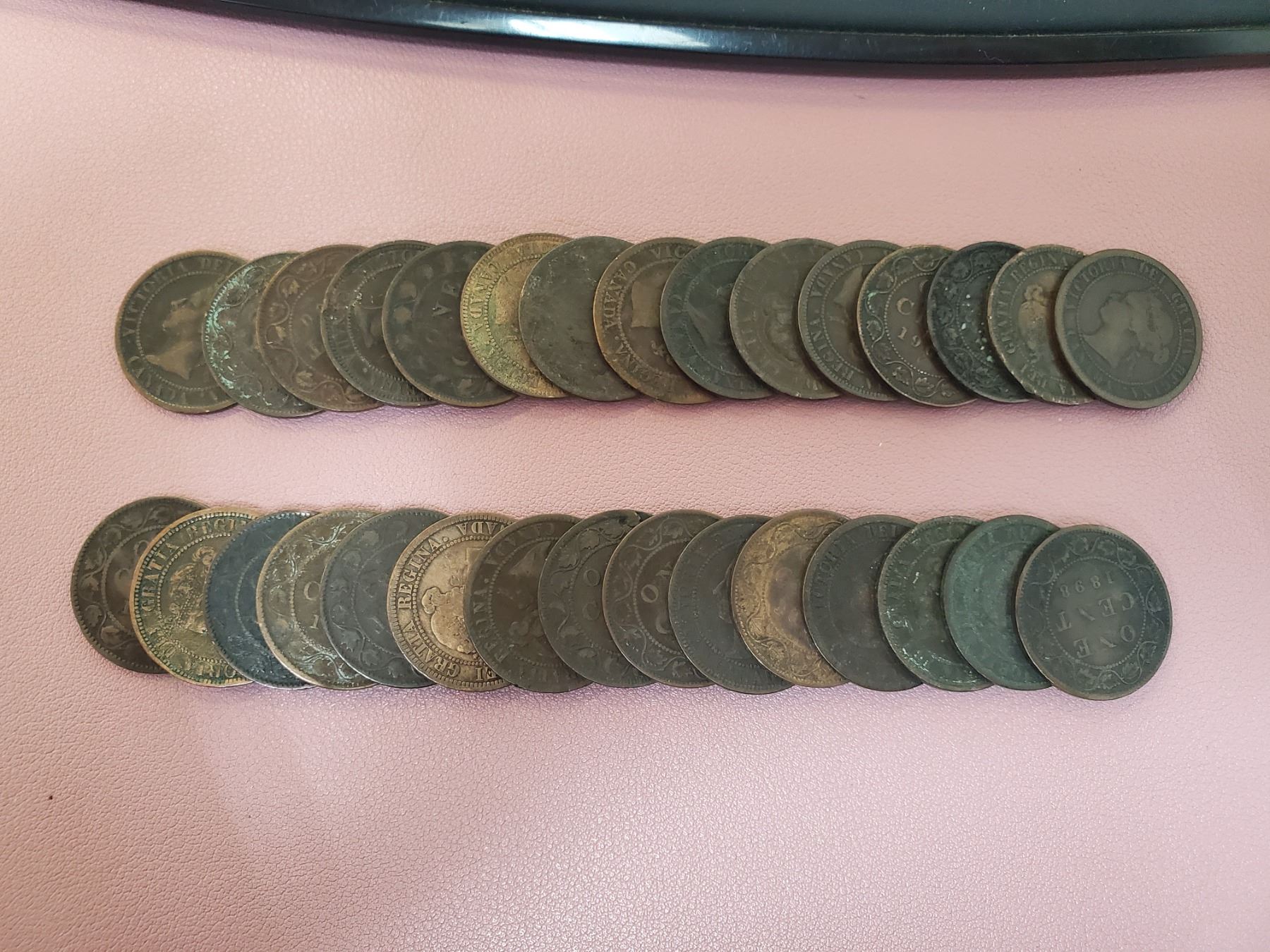 Lot of 30 Canada One Cent 1 Penny Queen Victoria Large cent About Good ...