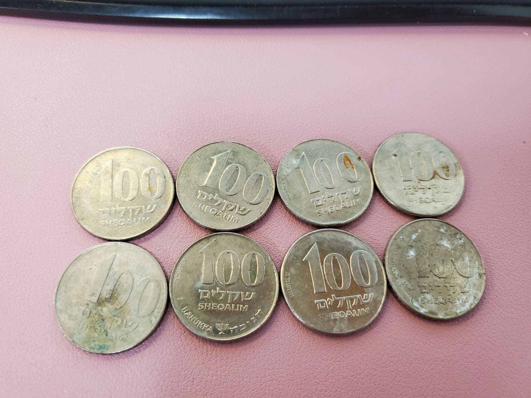 Lot of 8 Israel 100 Sheqalim collectible coin 1984-1985