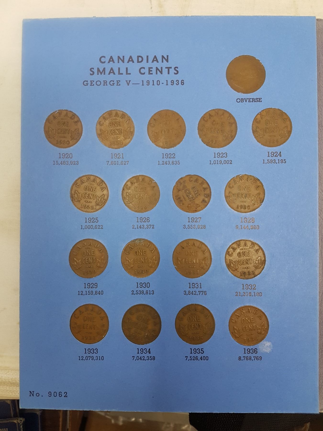 Book of Canadian Small Cents 1920 to 1972, various grades