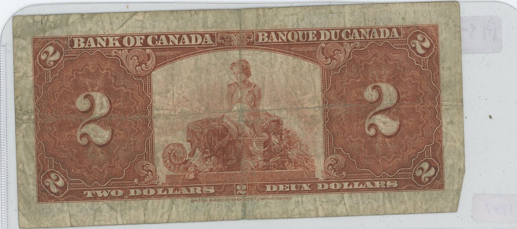1937 Canadian $2 Bill Bank of Canada