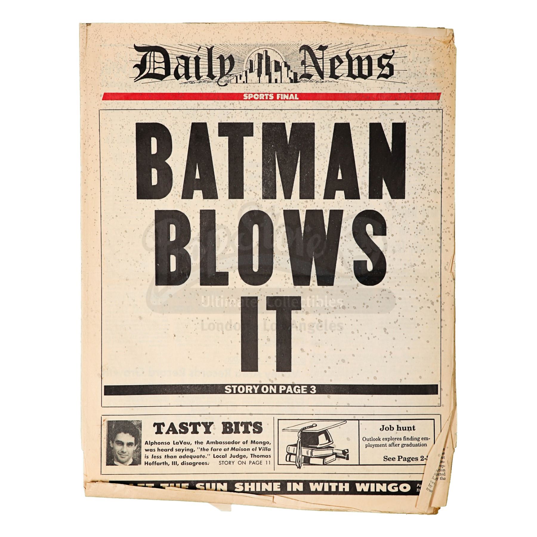 BATMAN RETURNS (1992) - Daily News "Batman Blows It" Newspaper