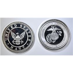 NAVY & MARINES ONE OUNCE .999 SILVER ROUNDS