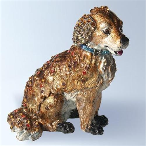 DOG PUPPY COCKER SPANIEL 24K GOLD CRYSTALS & BOX