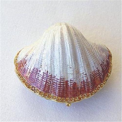 SEASHELL BOX W/CRAB! 24K GOLD SWAROVSKI CRYSTALS!