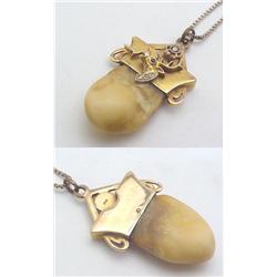 Elk tooth pendant 14kt gold cap with sm