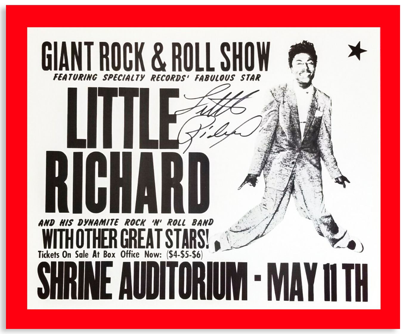 Little Richard signed repro concert poster ''Giant Rock & Roll Show''
