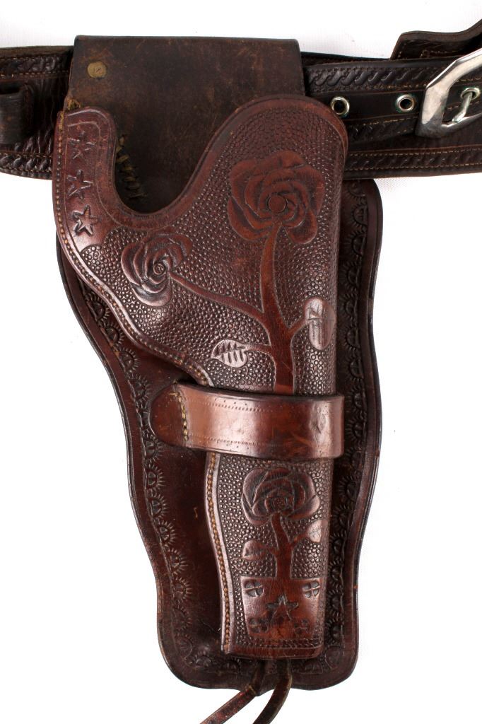 Western Leather Revolver Holster & Ammo Belt