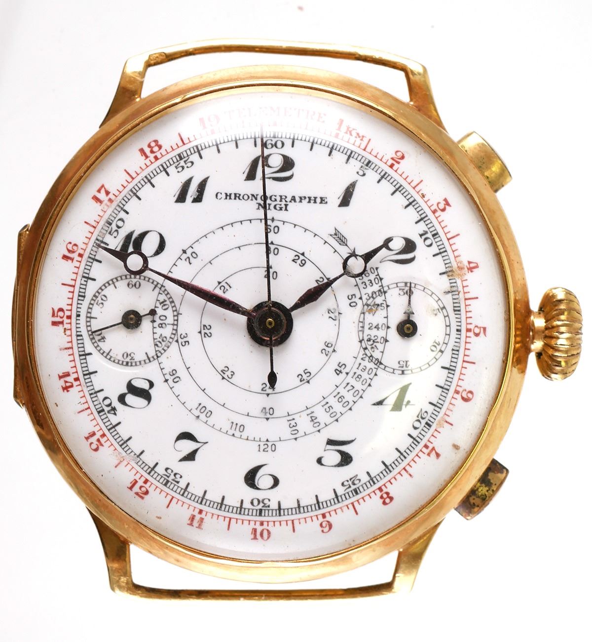 18K Gold Chronographe Telemetre Wrist Watch