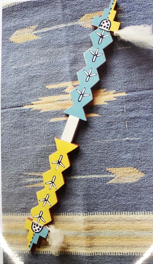 Hopi Hand Painted Carved Wood Lightning Stick