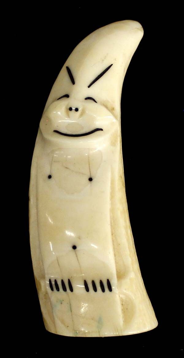 Northwest Coast Eskimo Carved Ivory Tusk Billiken