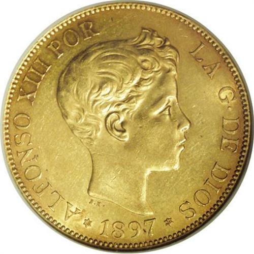 Alfonso XIII gold 100 Pesetas 1897 (97) SG V, KM-708, A
