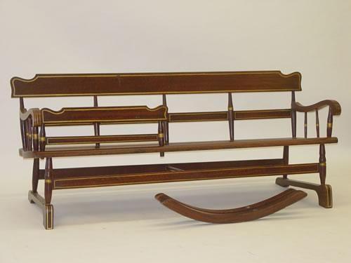19TH CENT. PA PINE MAMMY'S BENCH-GRAIN PAINTED PINE W/