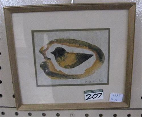 gouache painting, Neil Meitzler, a bird