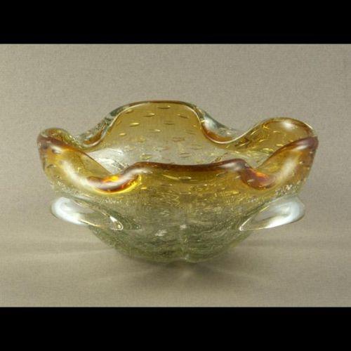 ART GLASS: Murano Glass Dish, transparent clear glass internally ...