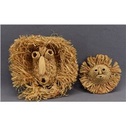 TWO NATIVE AMERICAN IROQUOISE CORN HUSK MASK