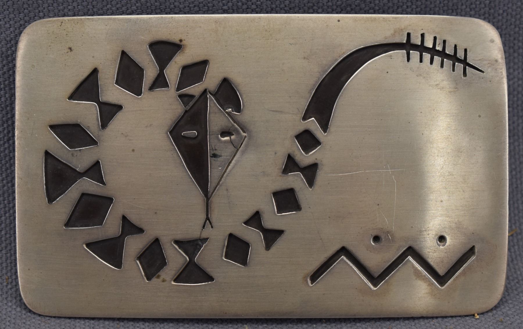 NATIVE AMERICAN HOPI SILVER BELT BUCKLE