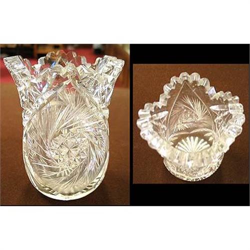 Antique cut crystal spooner with large