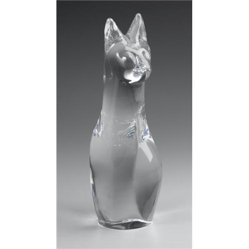 DAUM CRYSTAL FIGURE OF A SEATED CAT