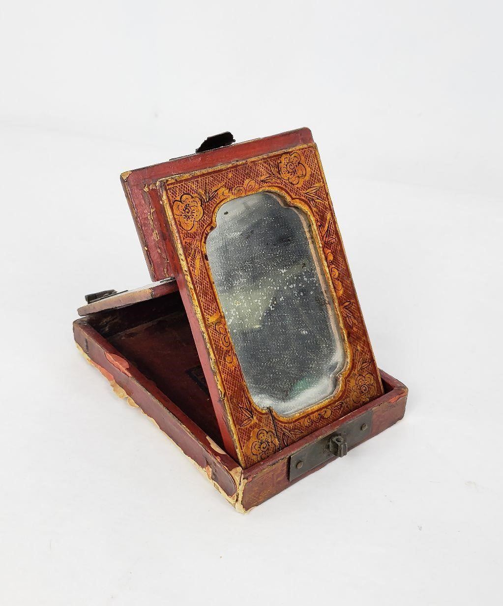 Antique Chinese Folding Travel Vanity Mirror