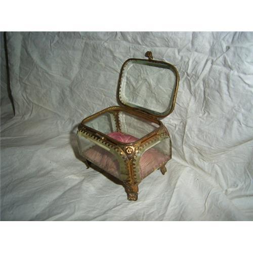 Antique Beveled Glass Jewelry Box 1296269