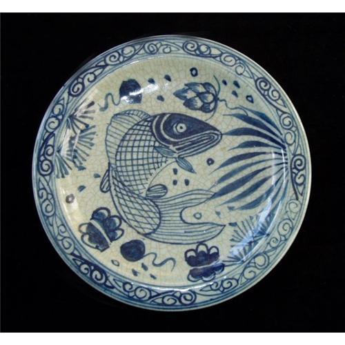 Chinese Blue And White Porcelain fish plate #1283032