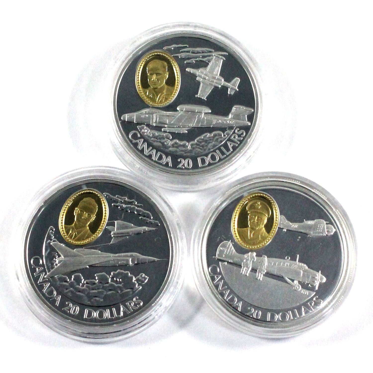 1990 & 1996 Canada $20 Aviation Sterling silver coins: 1990 Avro Anson ...