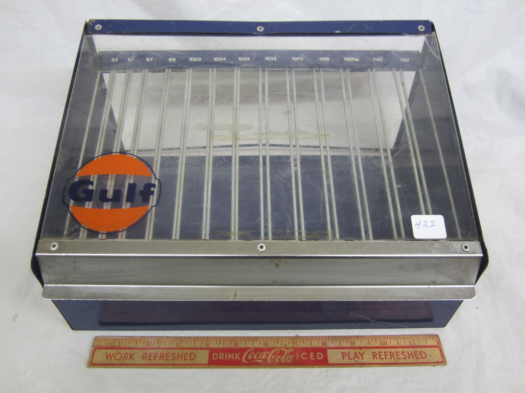 VINTAGE GULF SERVICE STATION LIGHT BULB DISPLAY CASE