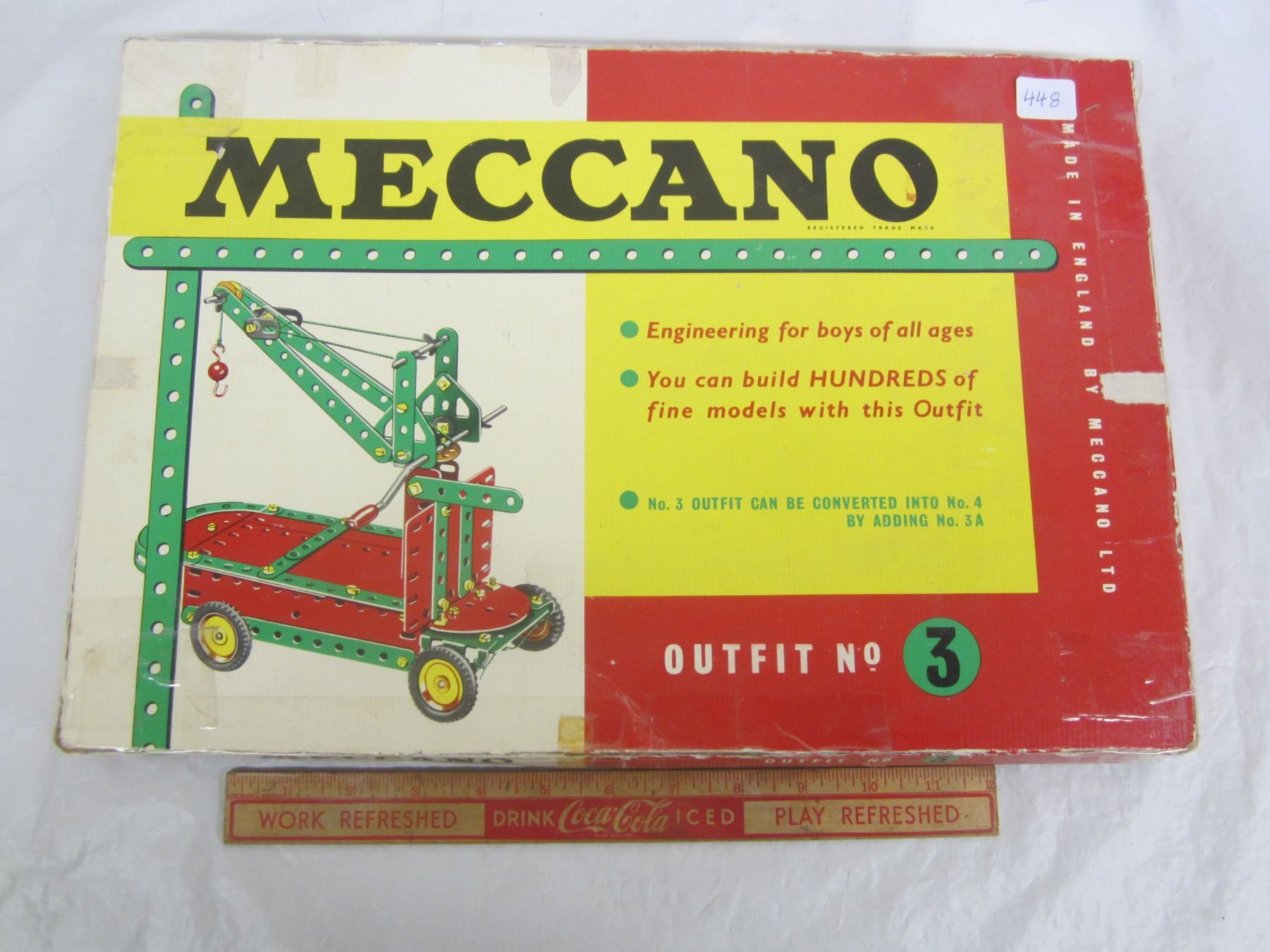 VINTAGE MECCANO OUTFIT NO 3 BUILDING KIT WITH BOX