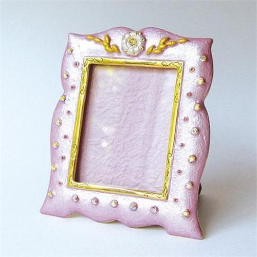 24K GOLD BABY PINK SWAROVSKI CRYSTAL PHOTO FRAME