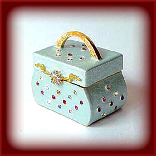 BLUE 24K GOLD SWAROVSKI CRYSTAL JEWELRY BOX PURSE