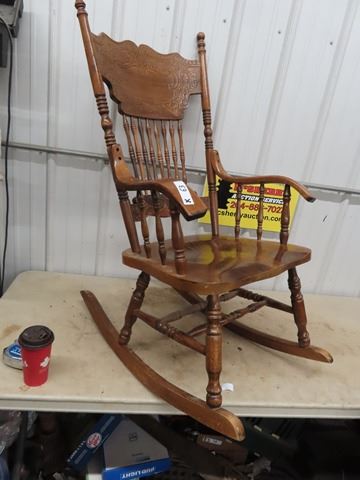 Double Pressed Back Rocking Chair- Vintage