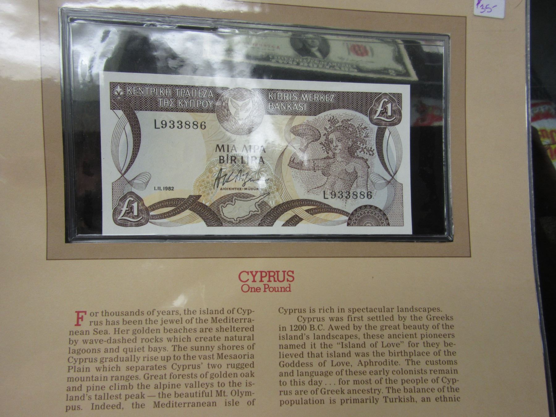 1982 CYPRUS UNCIRCULATED ONE POUND BANK NOTE