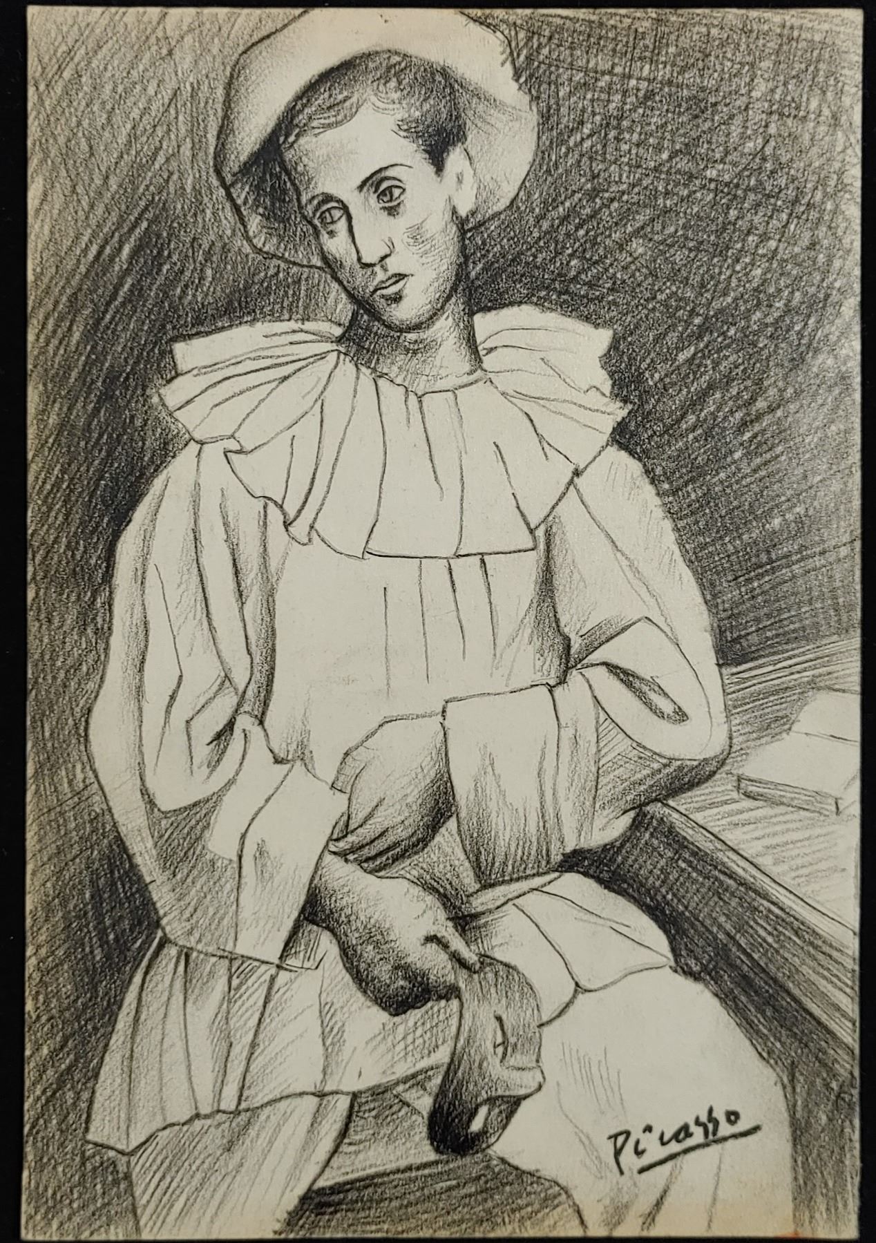 Pablo Picasso (Spanish, 1881-1973) Charcoal drawing on cardboard