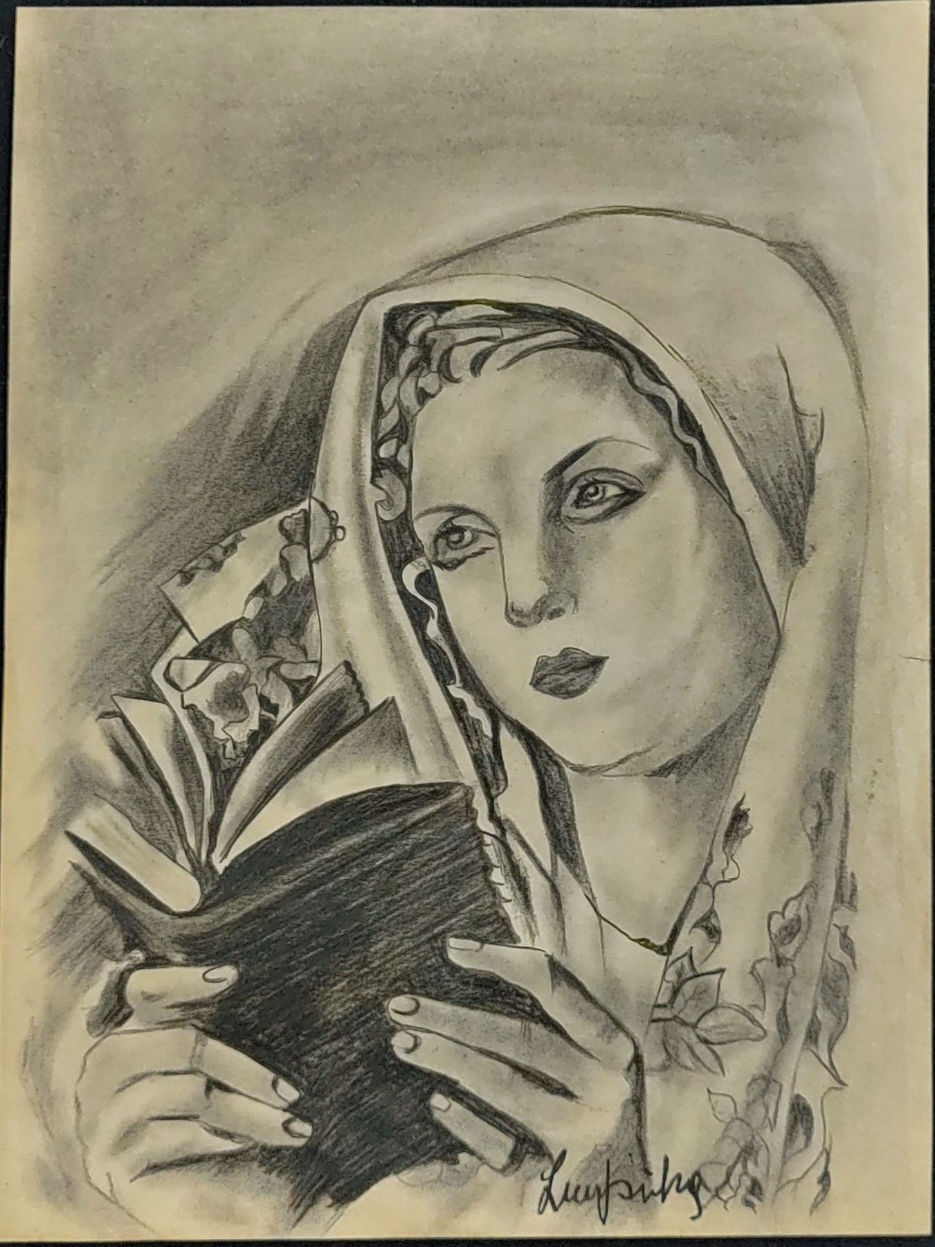 Tamara de Lempicka (Poland, 1898 - 1980) Charcoal drawing on paper