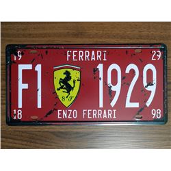 Vintage car plates, Retro style - FERRARI - F1 1929 - ENZO FERRARI