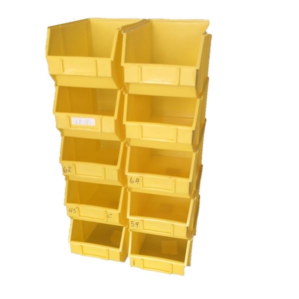 TEN Stacking Yellow Storage Bins 8" x 4.5" x 4"