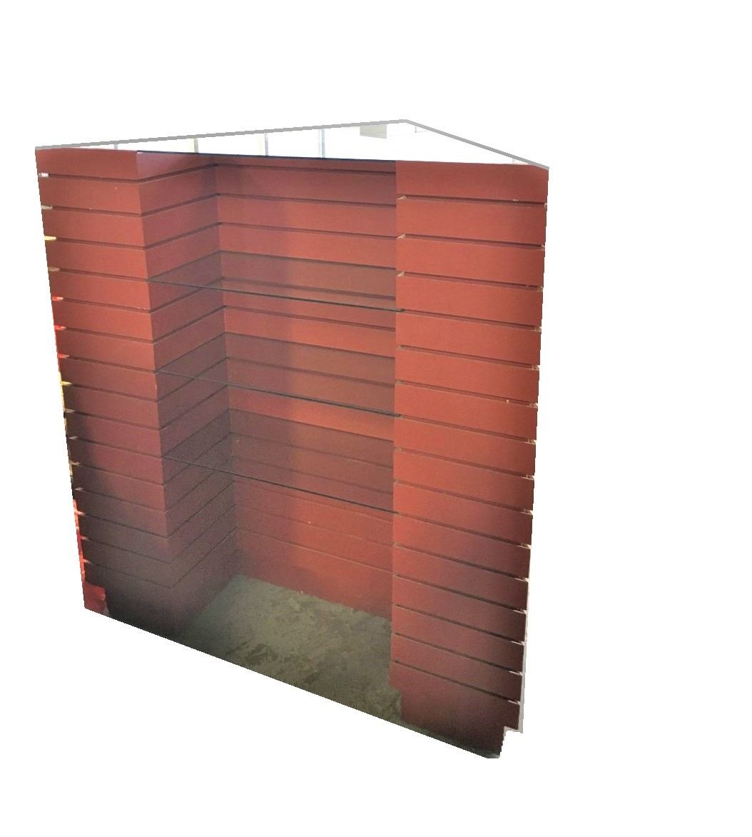 Store Shelving with Peg Board Sides & 3 glass shelves, 45 degree angle ...