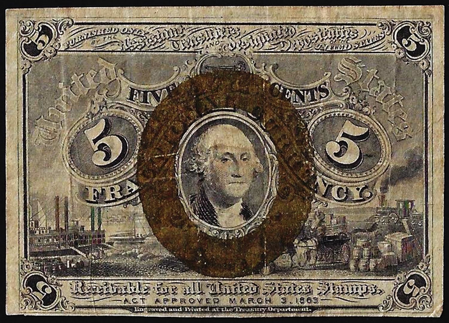 March 3, 1863 Five Cent Second Issue Fractional Note