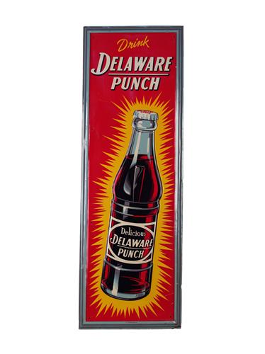 "Delaware Punch" embossed tin sign 13