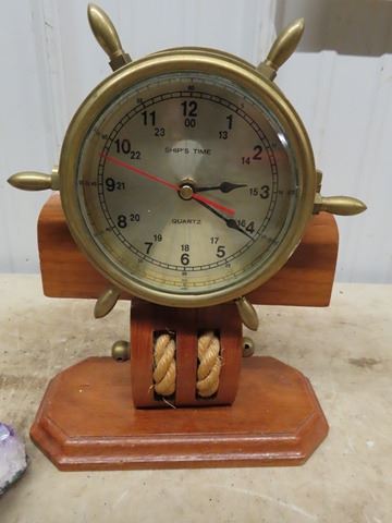 Nautical Mantle Clock, & Piece of Quartz Approx 6" x 8"
