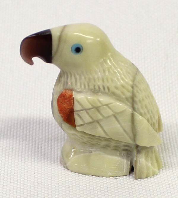 Zuni Picasso Marble Parrot Fetish, Edison Bobelu